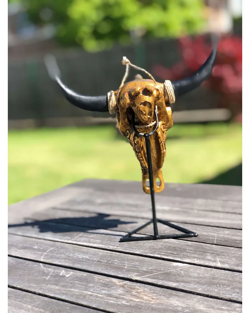 Gold or silver buffalo head trophy statuette size M Color Gold (RAL ...