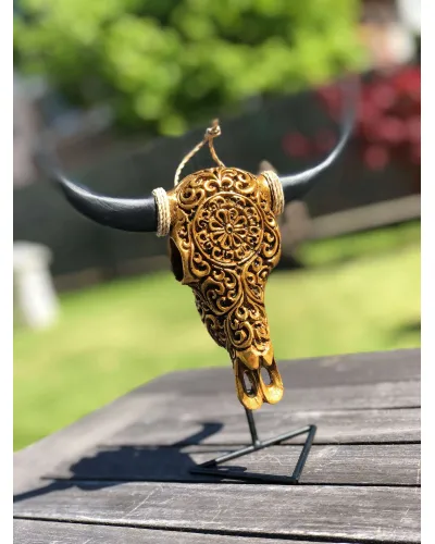 Gold or silver buffalo head trophy statuette size M Color Gold (RAL ...