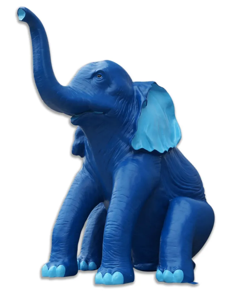 Resin Animals | Two-tone seated giant elephant Color Dark blue (RAL ...