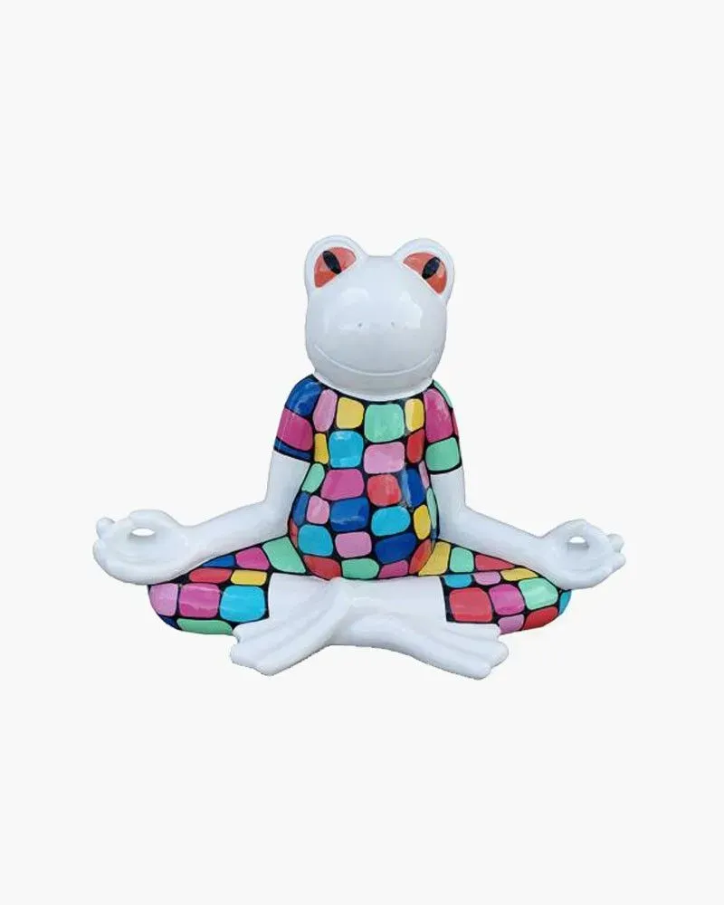 Resin statue and sculpture of a ZEN MULTICOLOR Frog - Déco et Artisanat