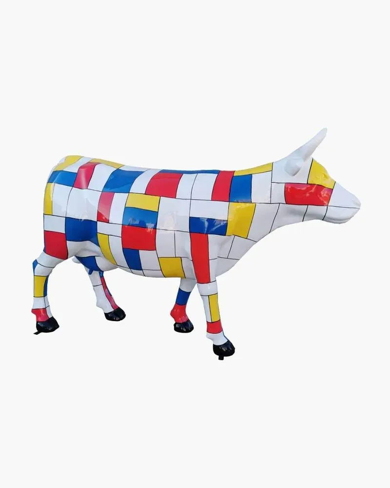 Animals | MONDRIAN cow in resin for your decoration - Déco et Artisanat