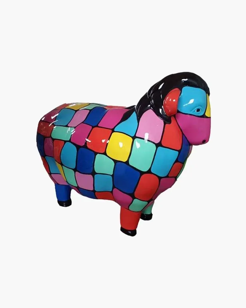 Resin animals, MULTICOLORED Sheep for indoor or outdoor decoration ...