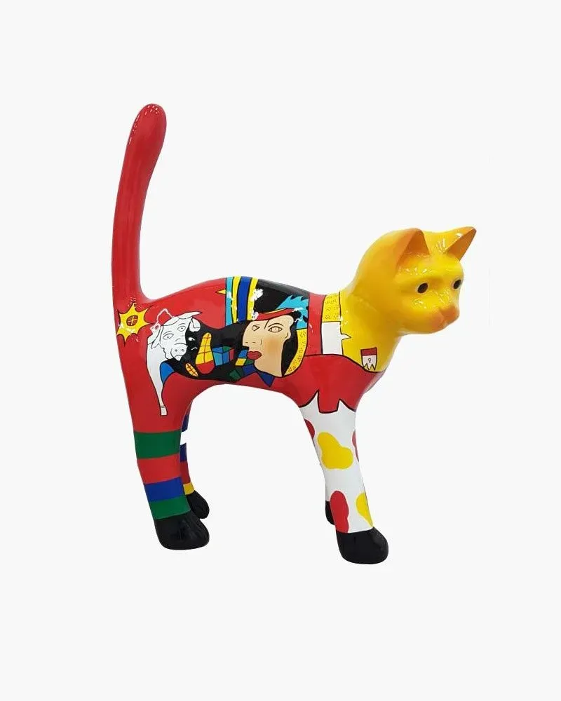 Large standing PICASSO cat in polyester resin resistant to frost, rain ...