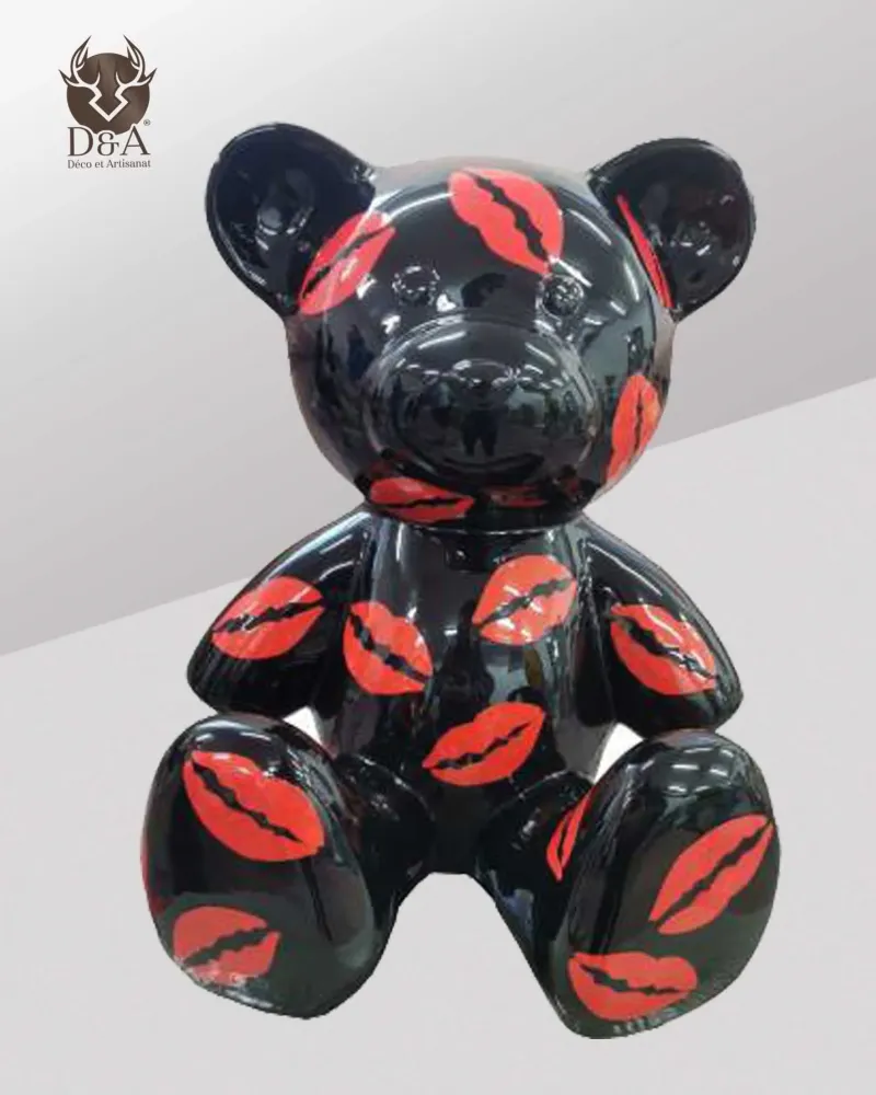 Ourson assis Bisous Amour pour la Saint Valentin - Déco et Artisanat