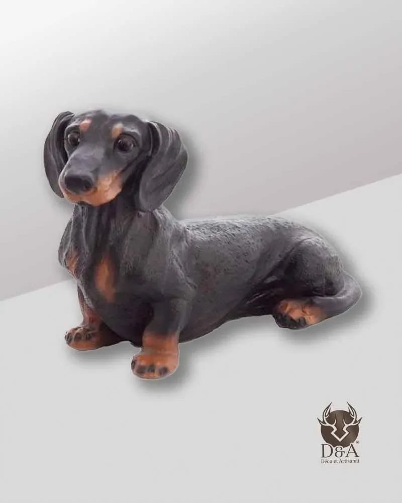 Animales | Estatua de un Dachshund realista sentado en resina - Déco et ...