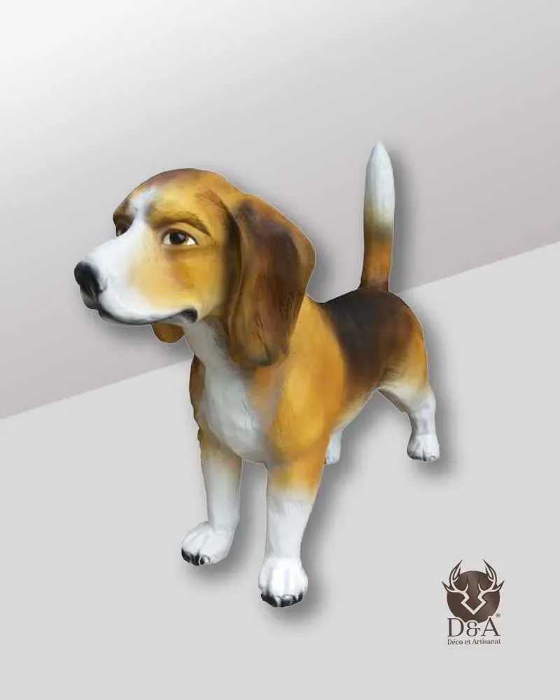 Animaux | Statue d'un Beagle debout réaliste en résine - Déco et Artisanat