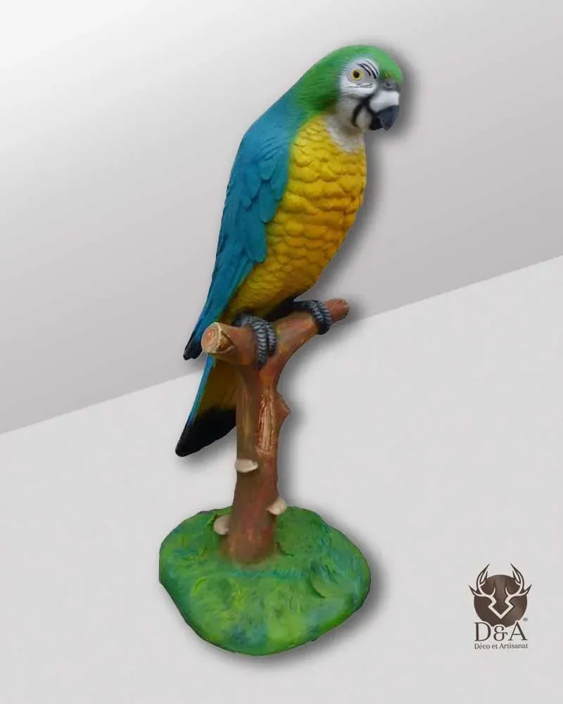 Resin statue and sculpture of a realistic Blue Parrot - Déco et Artisanat